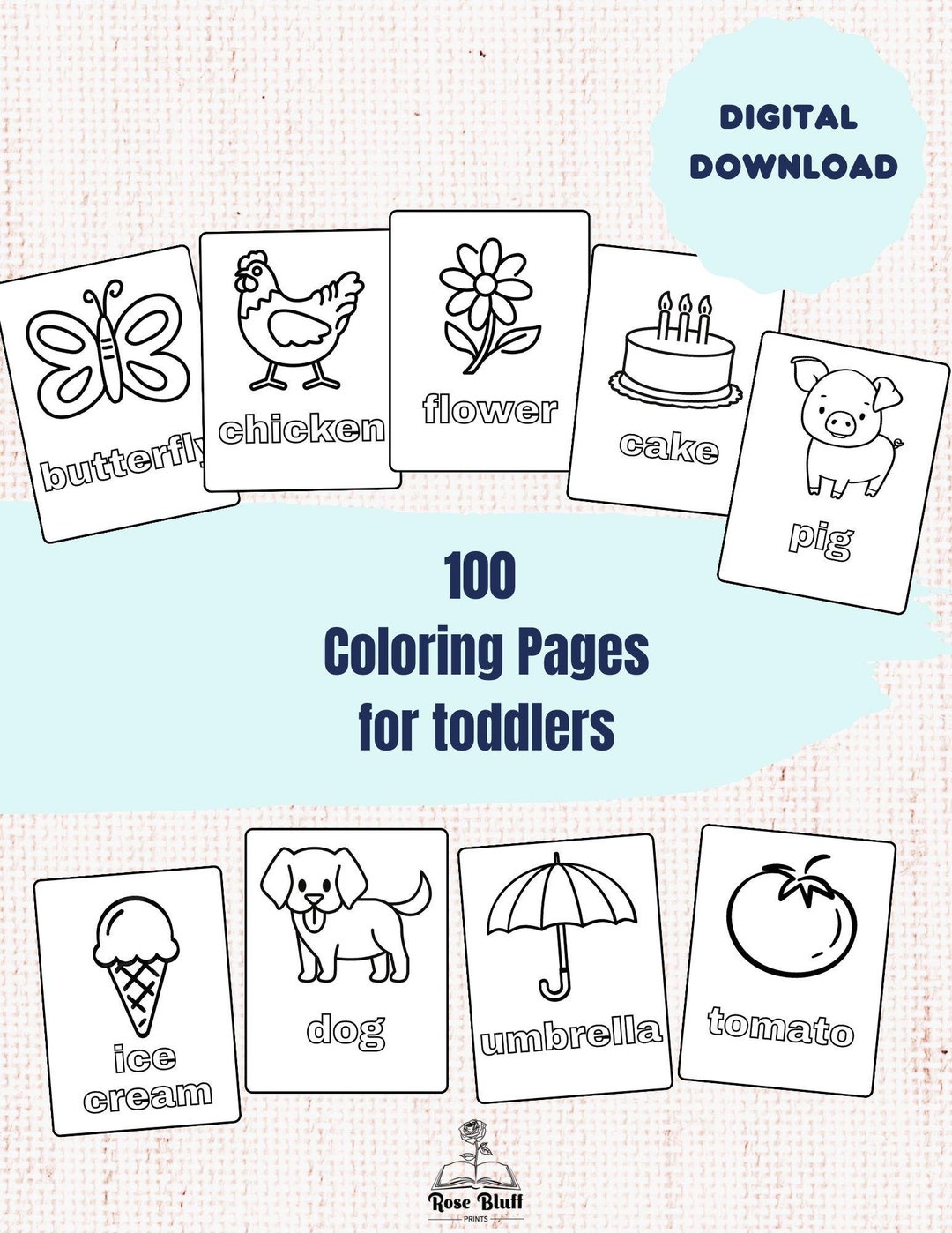 100 Printable Coloring Pages for Toddlers and Kids | Digital | Children ...