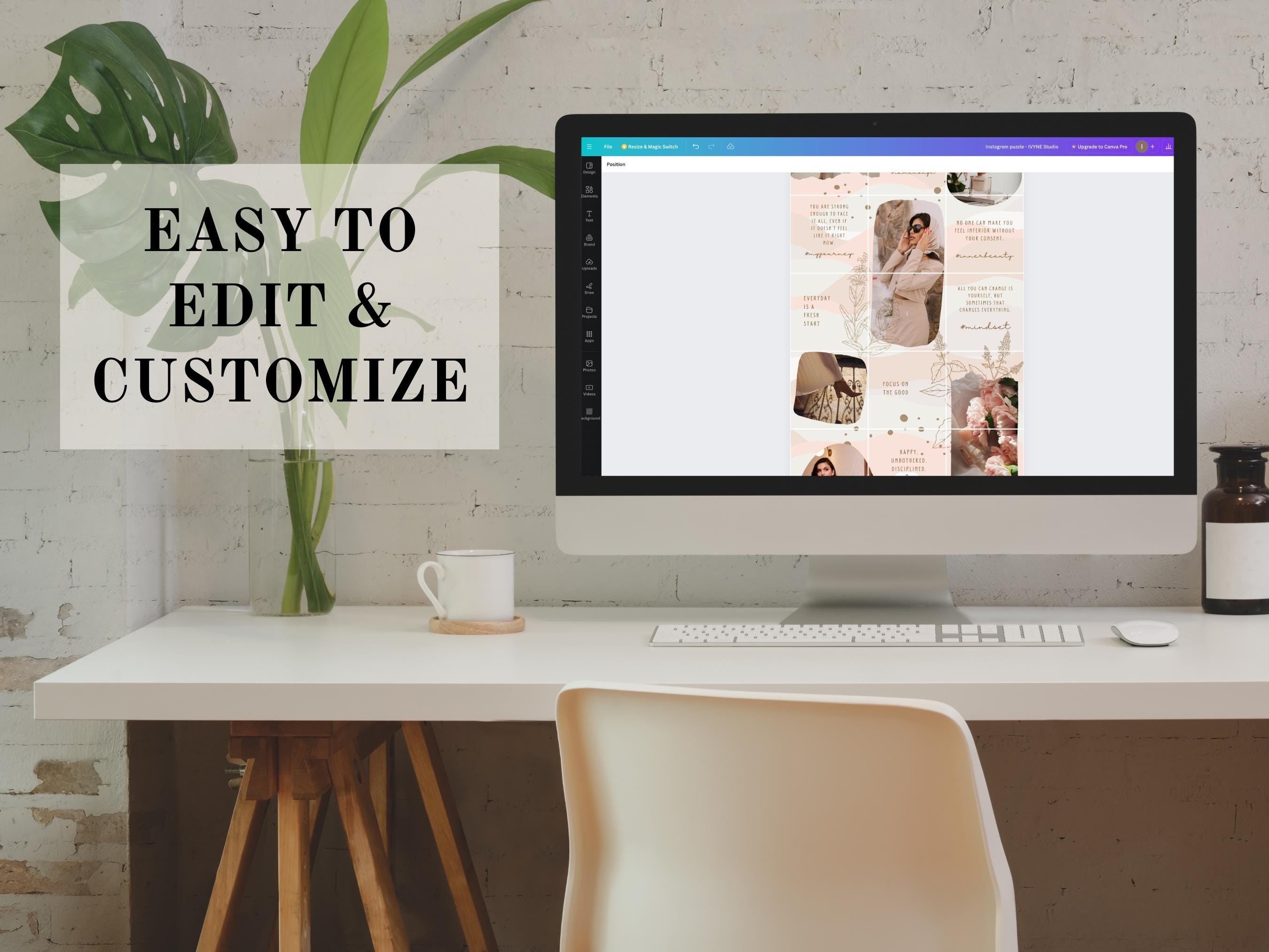 Peach Pink Instagram Puzzle, Elegant Canva Instagram Template Puzzle ...