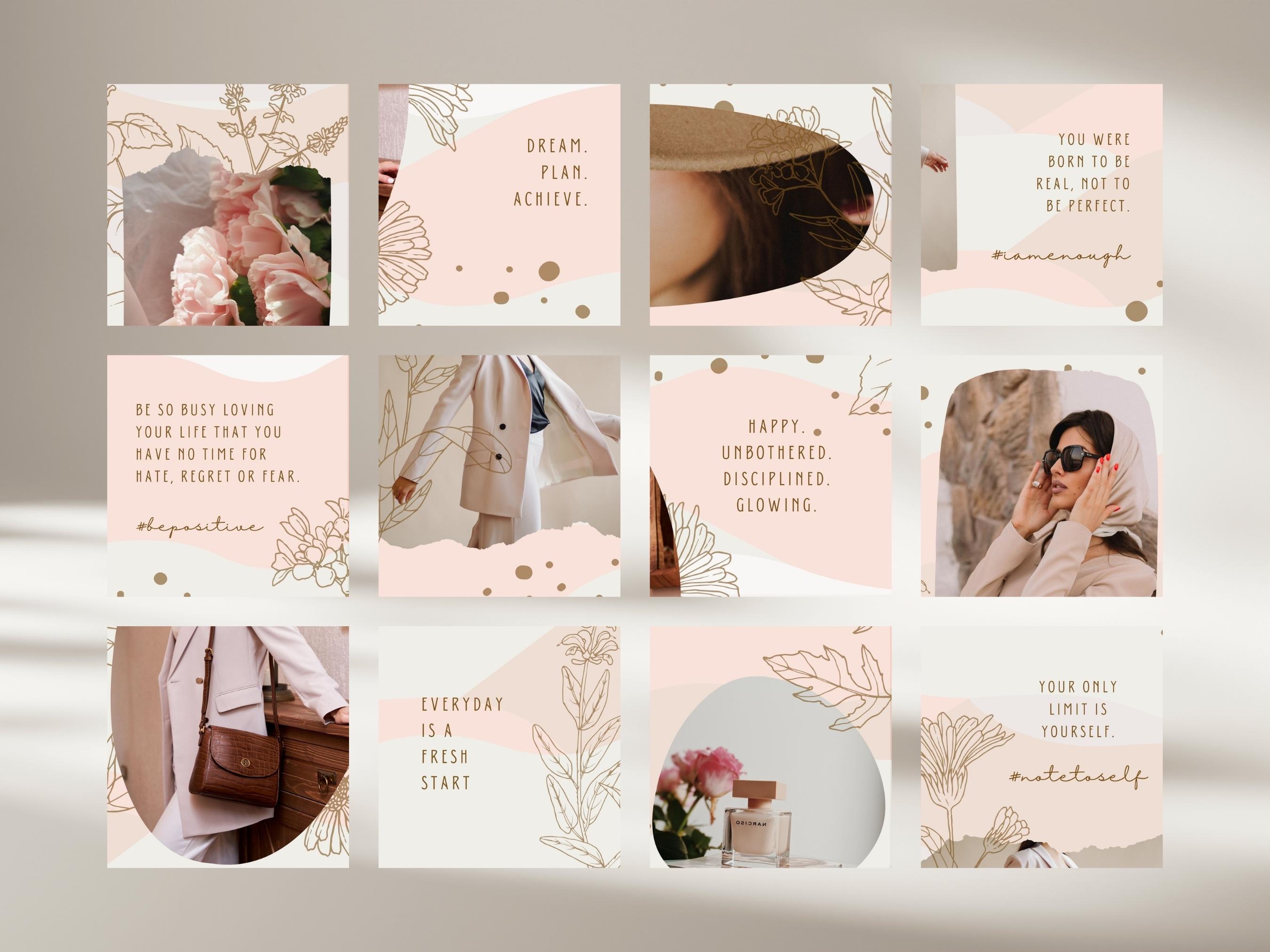 Peach Pink Instagram Puzzle, Elegant Canva Instagram Template Puzzle ...