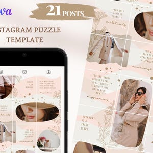 Peach Pink Instagram Puzzle, Elegant Canva Instagram Template Puzzle ...