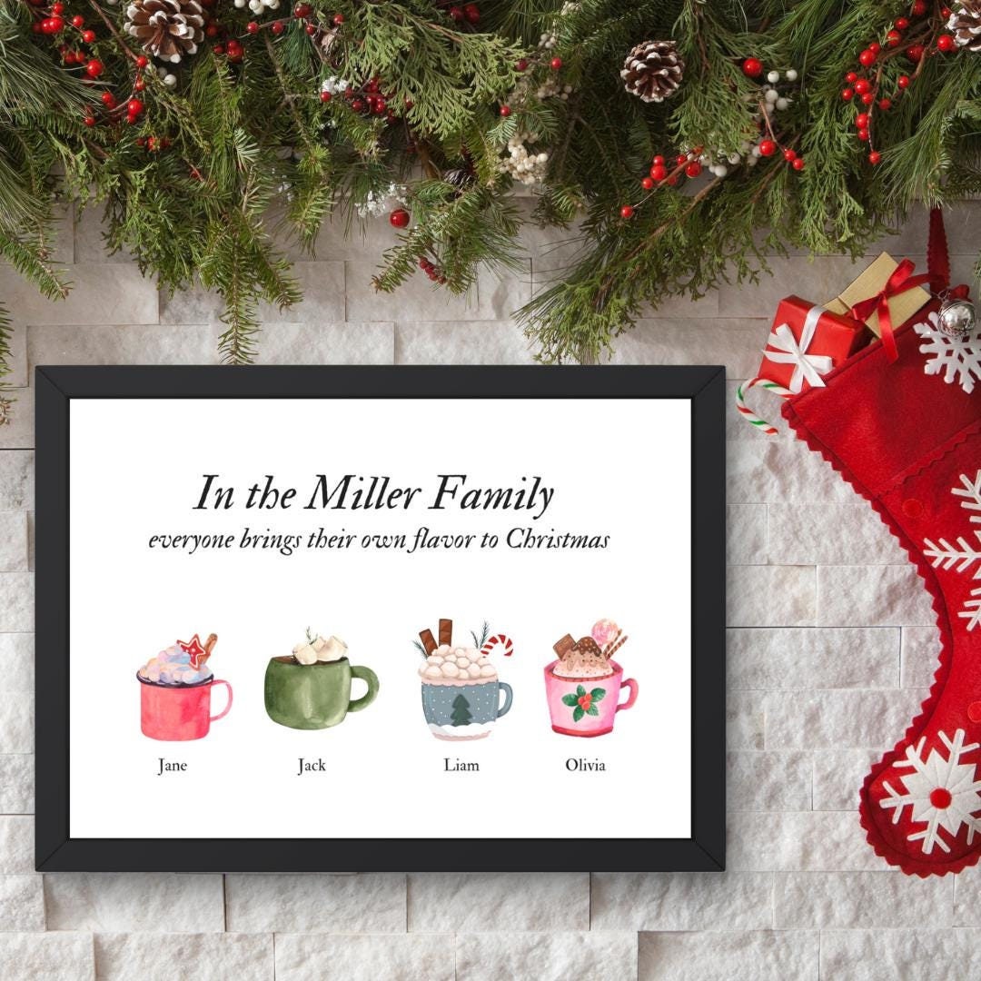 Custom Christmas Wall Art, Xmas Family Poster, Customized Christmas ...