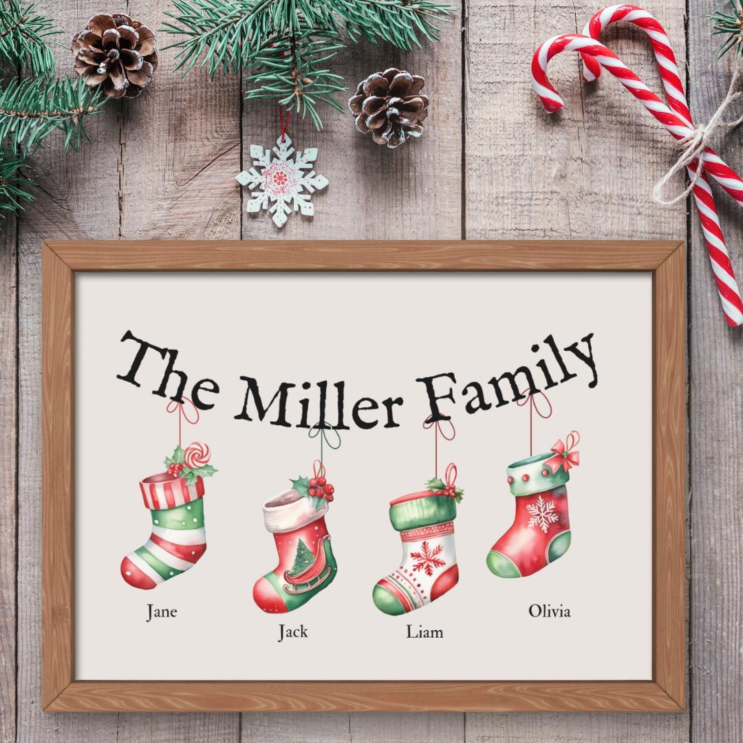 Custom Christmas Wall Art, Xmas Family Poster, Customized Christmas ...