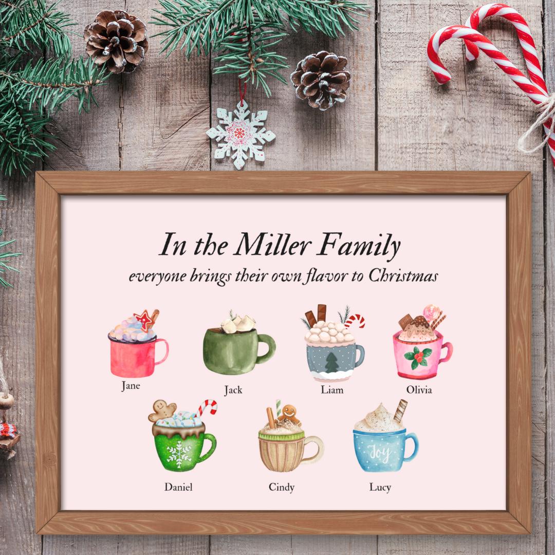 Custom Christmas Wall Art, Xmas Family Poster, Customized Christmas ...