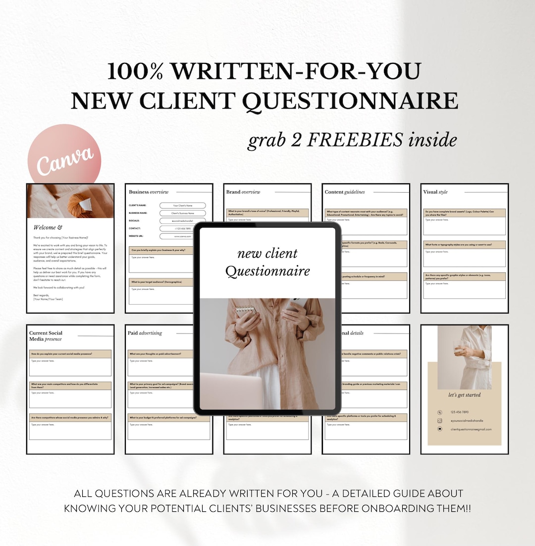 Social Media New Client Questionnaire • New Client Form • Client ...