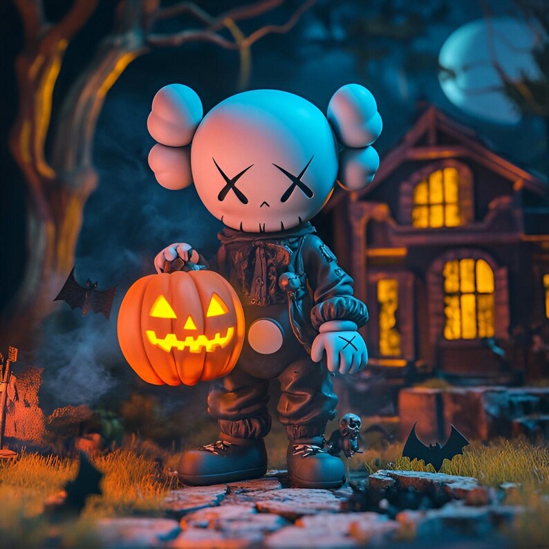 KAWS X Halloween Poster, Kaws, Spooky KAWS Figure, Jack-o'lantern ...