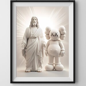 Jesus Christ and Kaws,modern Religious Art, Minimalist Decor, Realistic ...