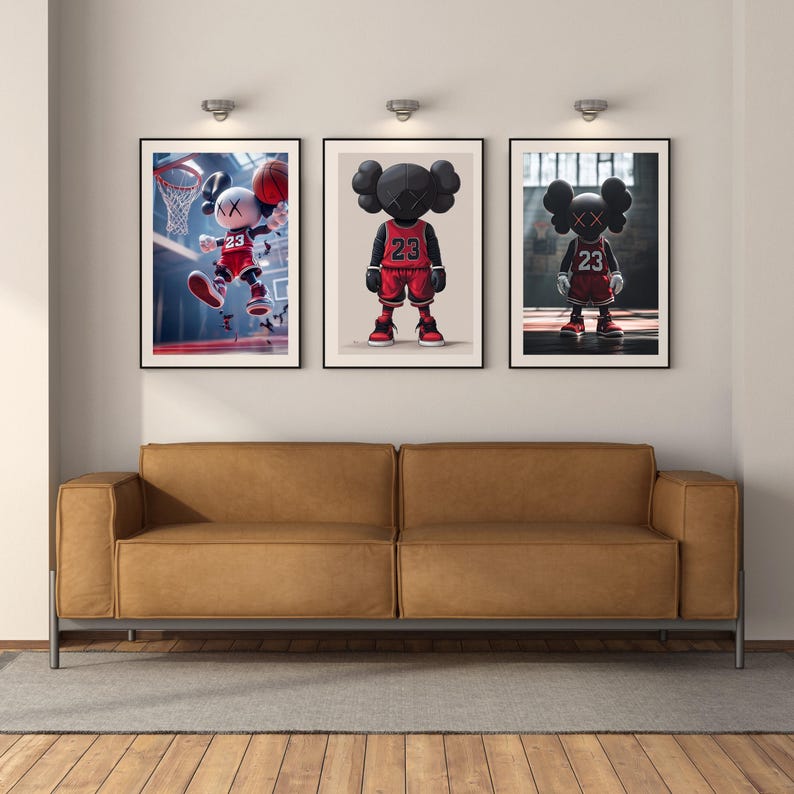 Set of 3 KAWS X Michael Jordan Urban Art for Hypebeast KAWS Jordan Art ...