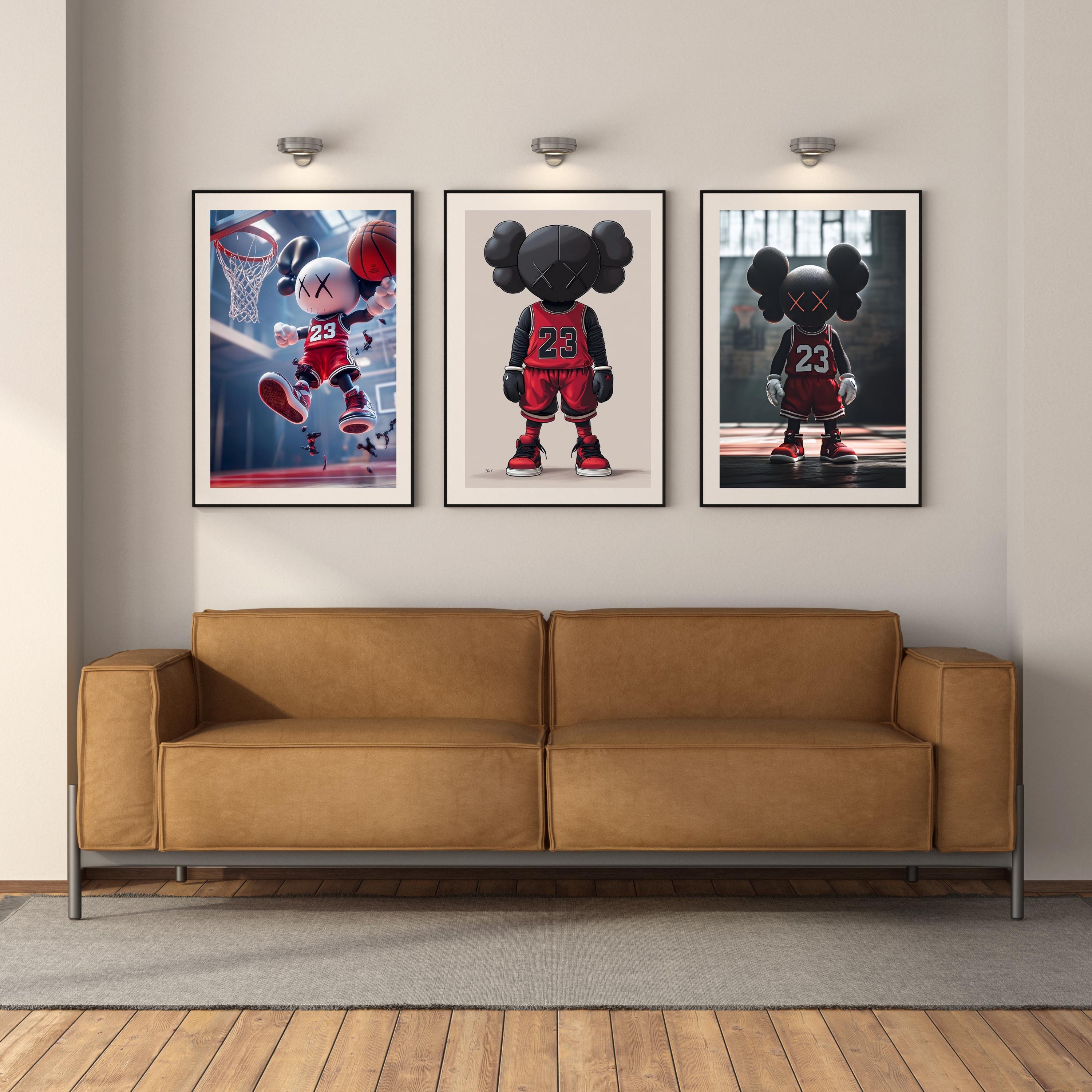 Set of 3 KAWS X Michael Jordan Urban Art for Hypebeast KAWS Jordan Art ...