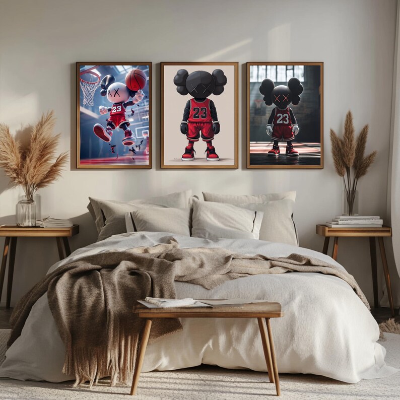 Set of 3 KAWS X Michael Jordan Urban Art for Hypebeast KAWS Jordan Art ...