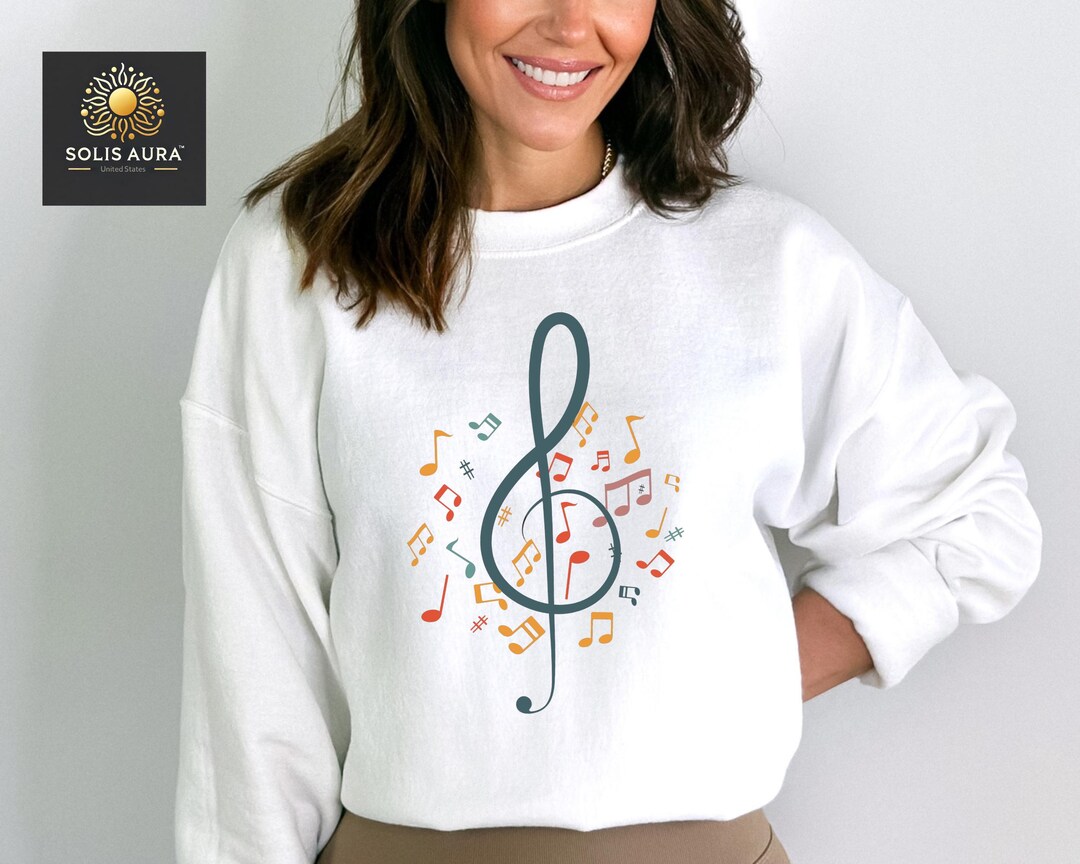 Music Notes Sweatshirt, Music Note Heart, Music Sweatshirt, Musician ...