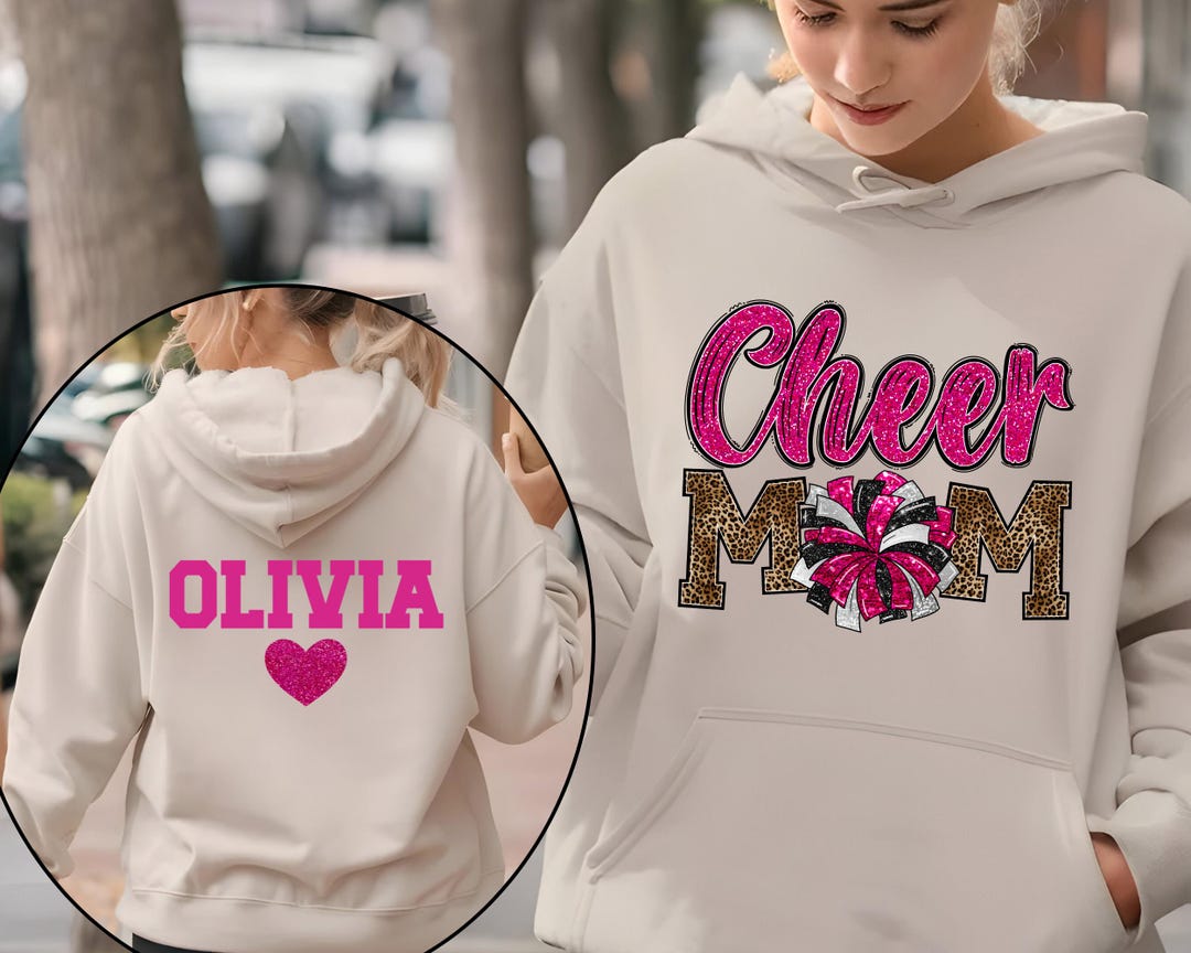Personalized Cheer Mom Sweatshirt, Cheer Mom Faux Glitter Sweatshirt ...