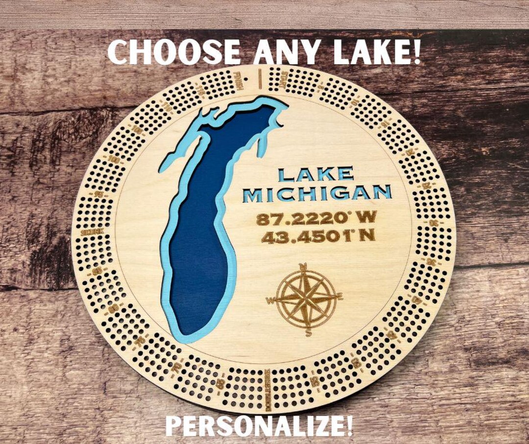 Any Lake Cribbage Board | 3D Personalized, Table Top and Wall Storage ...