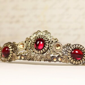 Ruby Red Tiara, Custom Tiara, Medieval Wedding, Bridal Headpiece ...