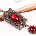 Red Renaissance Necklace, Ruby Victorian Pendant, Medieval Jewelry ...