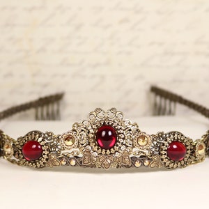 Ruby Red Tiara, Custom Tiara, Medieval Wedding, Bridal Headpiece ...