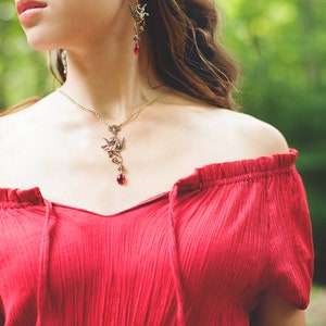 Pegasus Necklace, Red, Ruby, Hippocampus, Medieval, Renaissance Jewelry ...