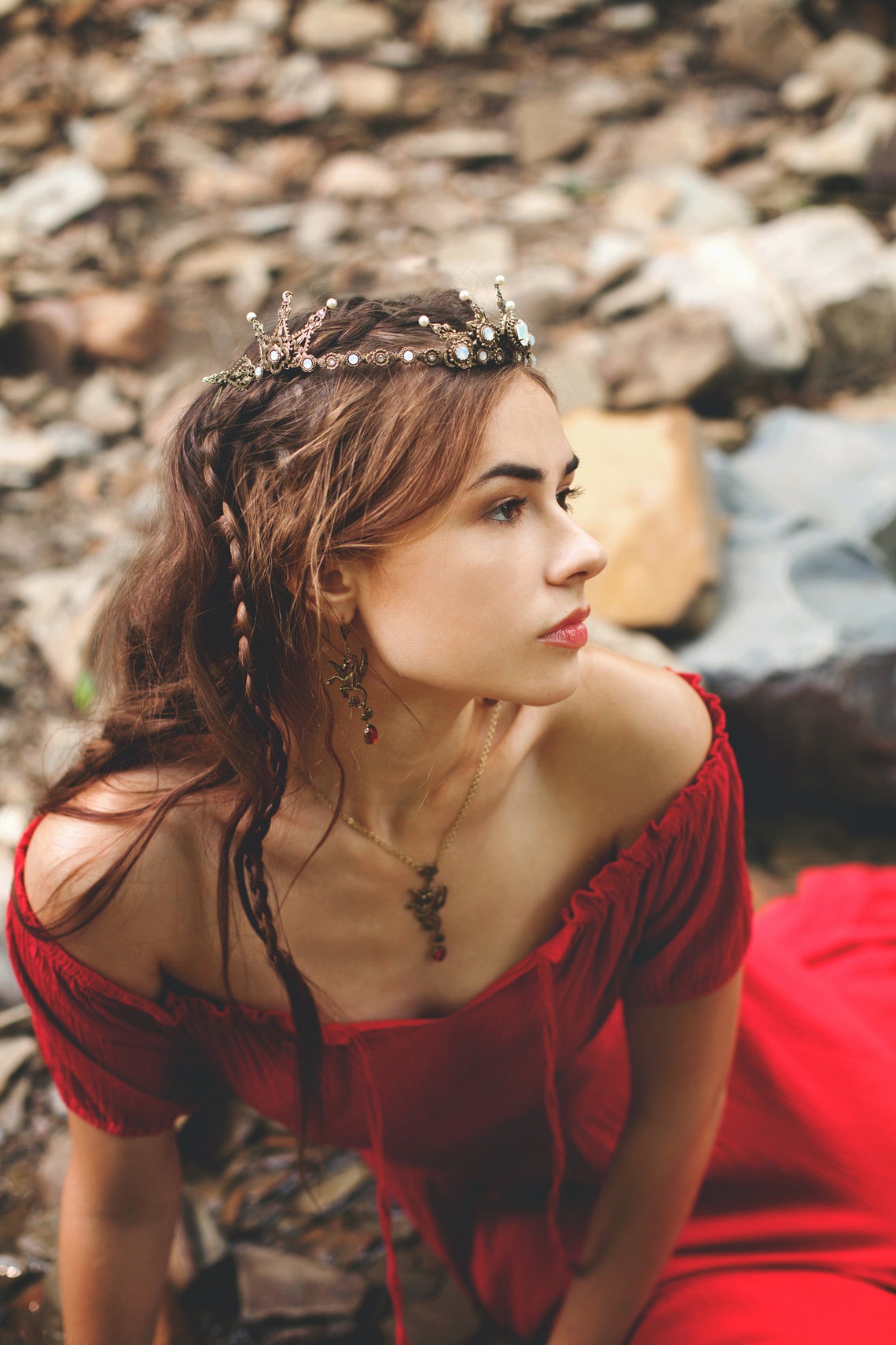 Pegasus Necklace Red Ruby Hippocampus Medieval | Etsy