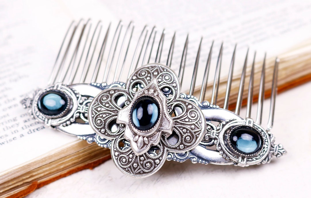 Blue Bridal Comb, Victorian Wedding Accessory, Navy Jewelry ...