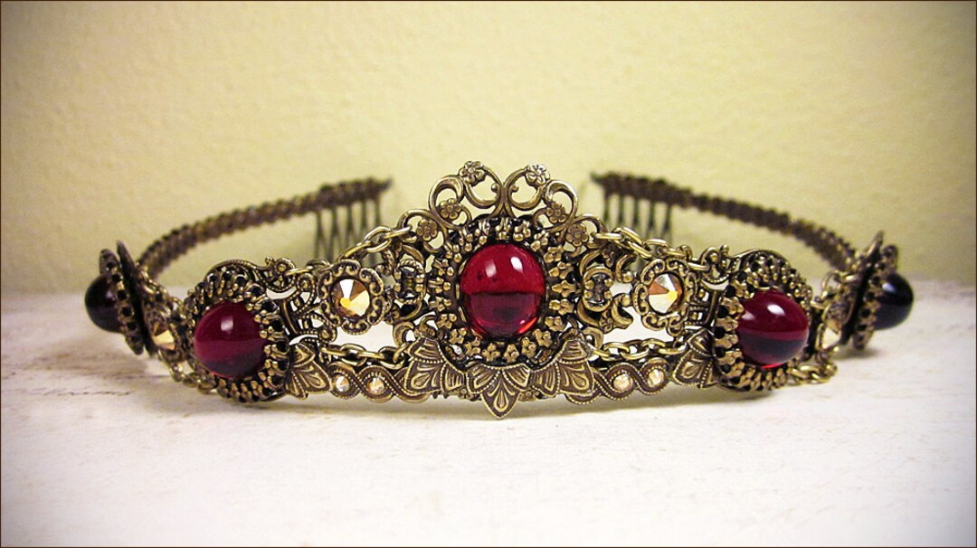 Ruby Red Tiara Custom Tiara Medieval Wedding Bridal - Etsy