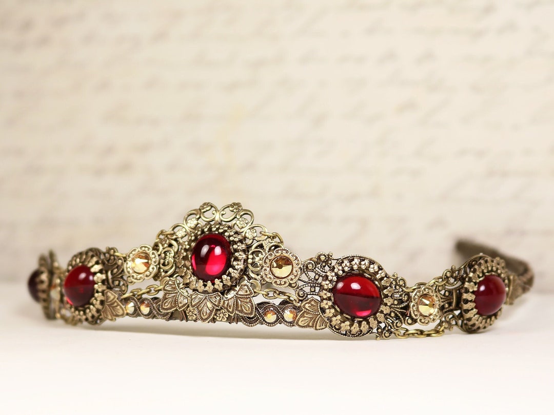 Ruby Red Tiara, Custom Tiara, Medieval Wedding, Bridal Headpiece ...