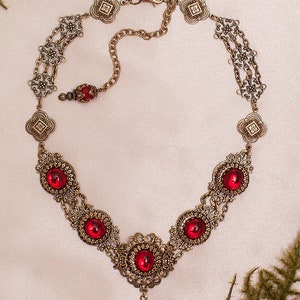 Medieval Necklace, Ruby Necklace, Red Garb, Victorian Necklace ...