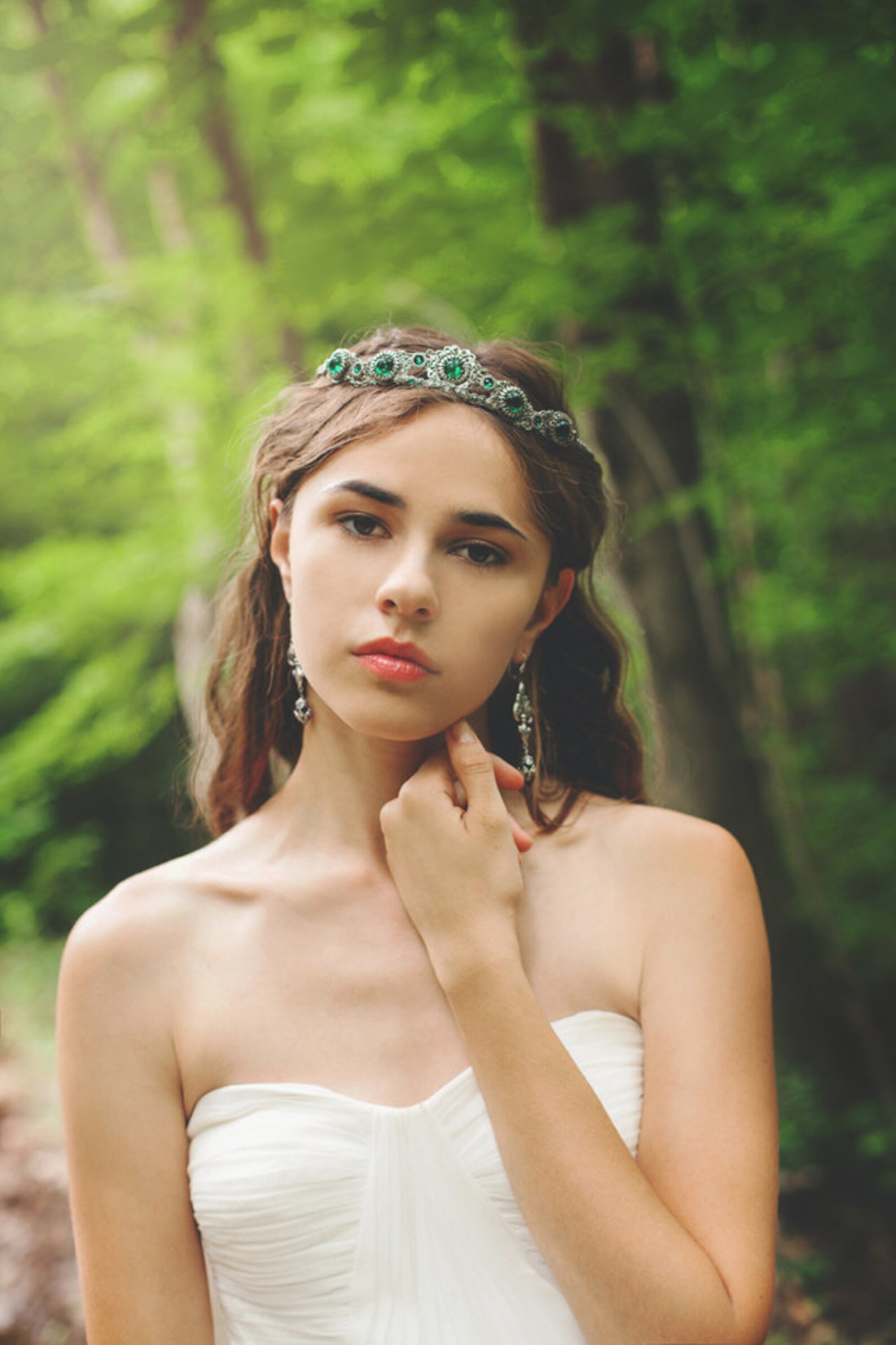 Bridal Tiara Custom Tiara Emerald Medieval Wedding Bridal | Etsy