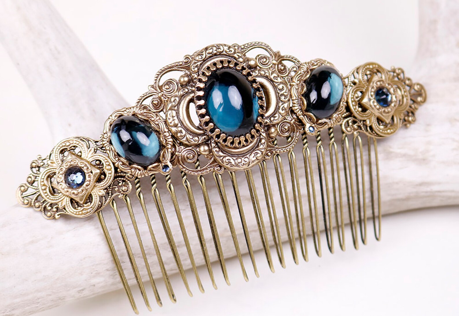 Blue Bridal Comb Navy Hair Comb Victorian Filigree Vintage - Etsy