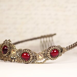 Ruby Red Tiara, Custom Tiara, Medieval Wedding, Bridal Headpiece ...