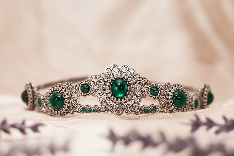 Bridal Tiara Custom Tiara Emerald Medieval Wedding Bridal - Etsy
