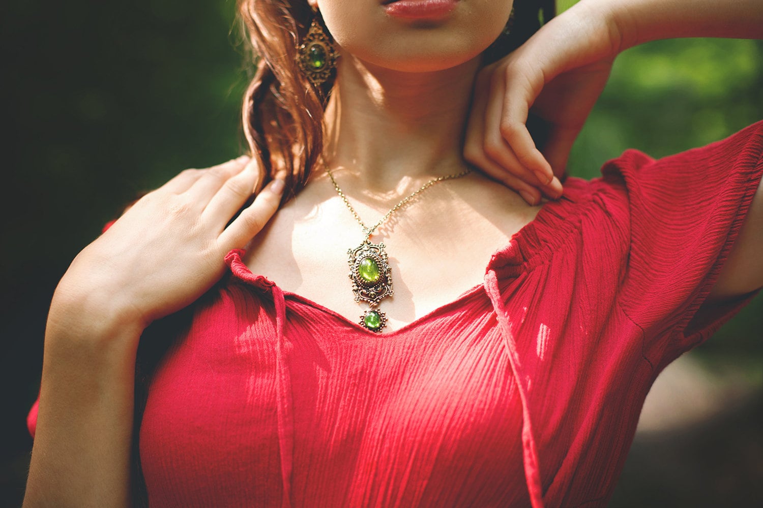 Red Renaissance Necklace, Ruby Victorian Pendant, Medieval Jewelry ...