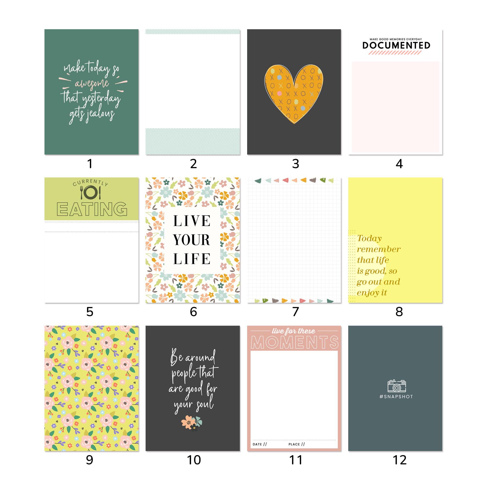 Everyday Journaling Cards | Build Your Own Scrapbook Set - Etsy