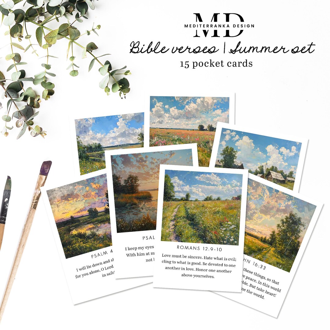 Summer Scripture Cards Set | Bible Verses | Inspirational Cards | Faith ...