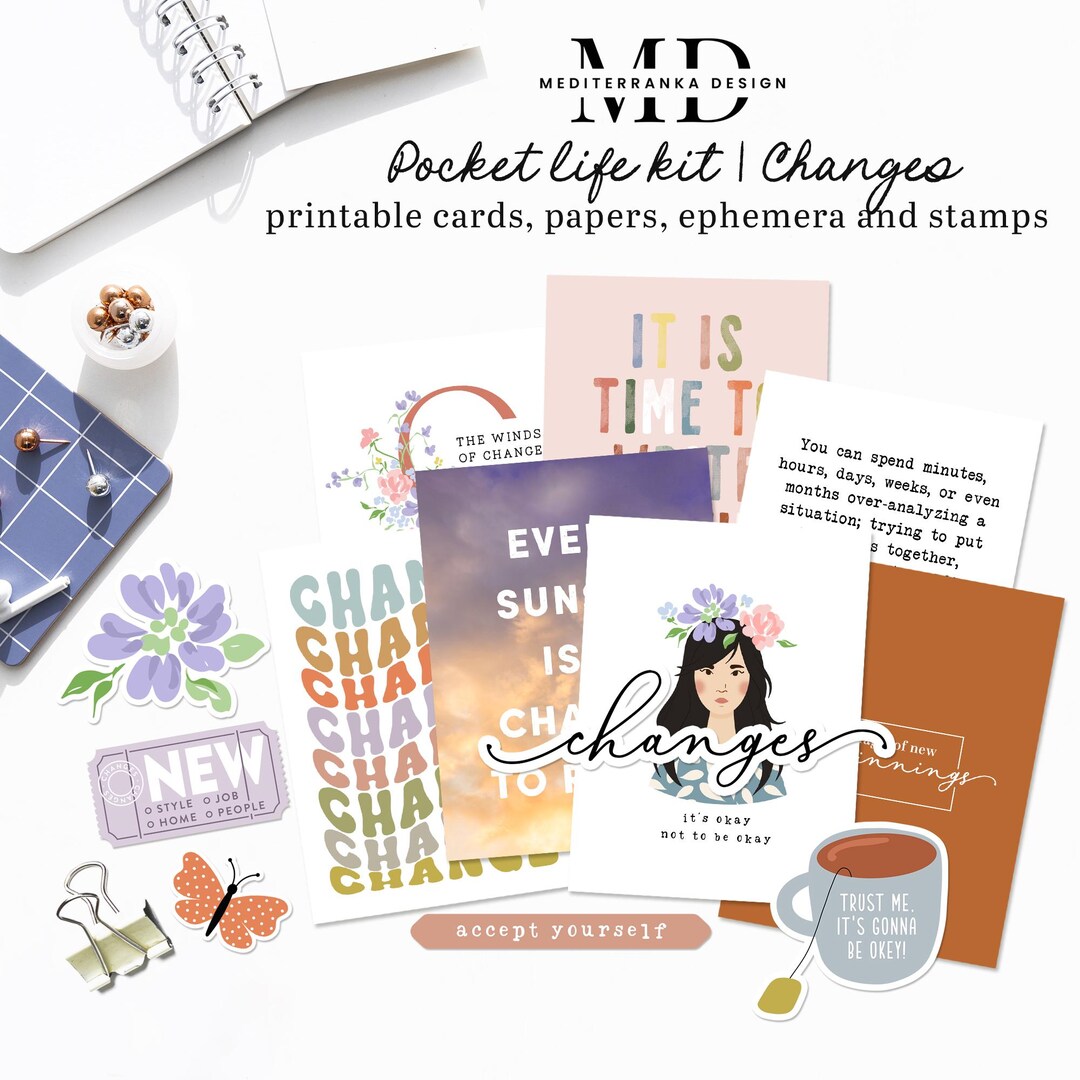 Changes Pocket Life Kit | Printable Journaling Cards and Ephemera ...