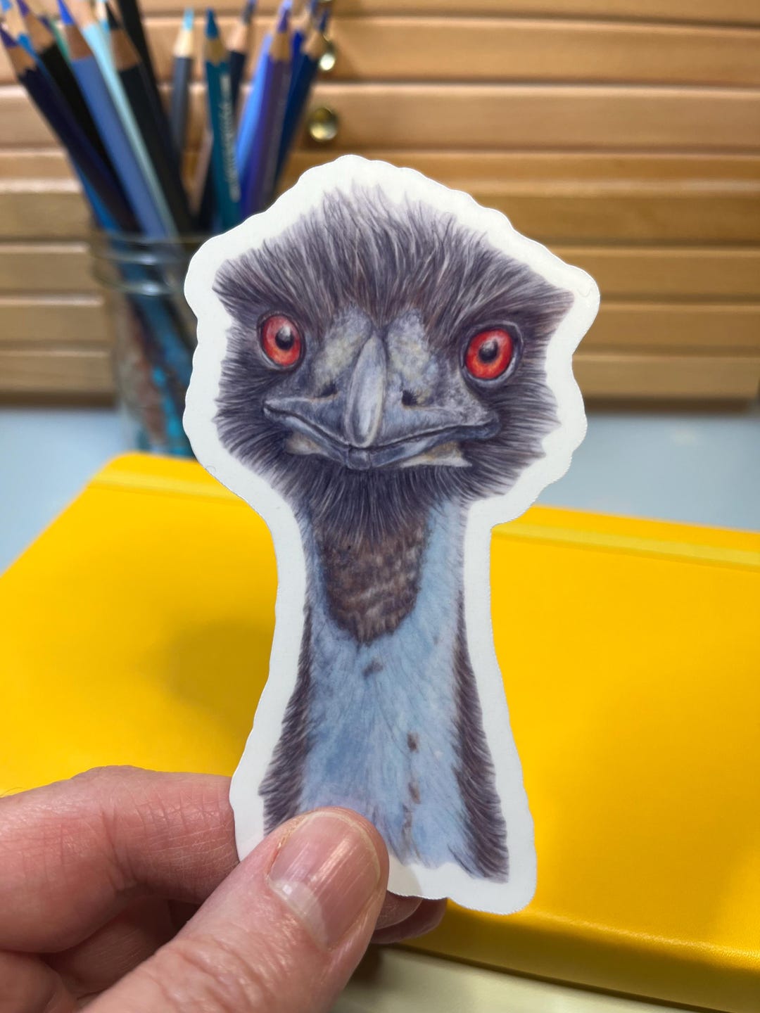 Emu Sticker, Hand Drawn Vinyl Sticker, 4" Water Proof Die Cut Sticker ...