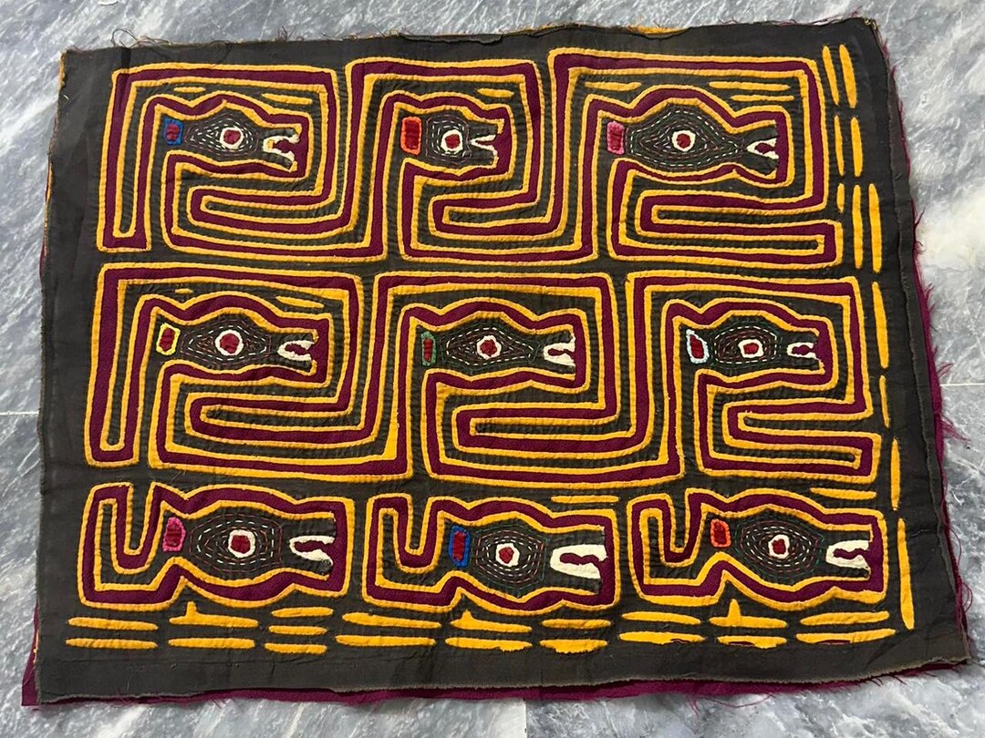 Vintage Kuna Mola Folk Art Hand Sewn Reverse Appliqué Wall Hanging ...