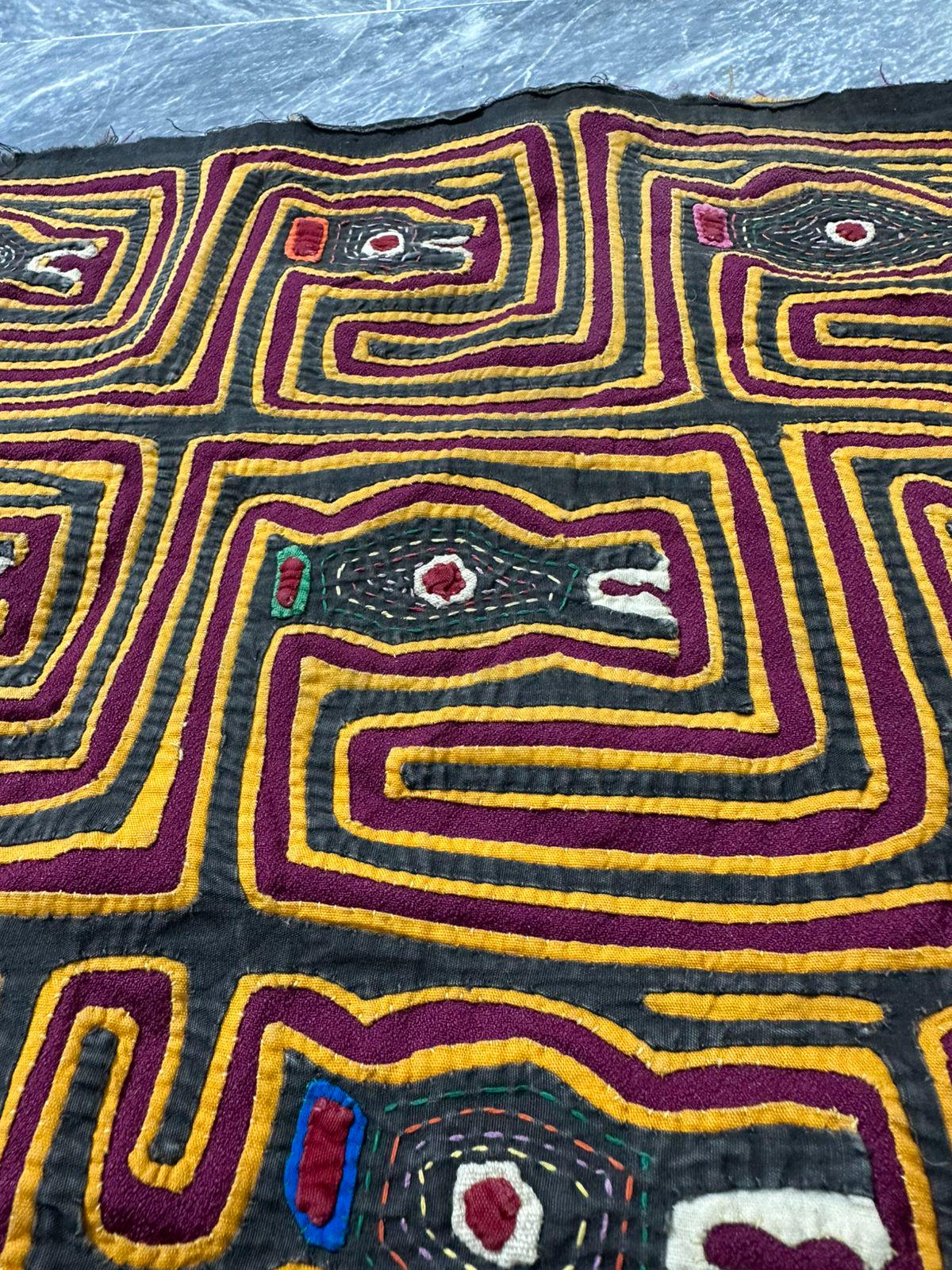 Vintage Kuna Mola Folk Art Hand Sewn Reverse Appliqué Wall Hanging ...