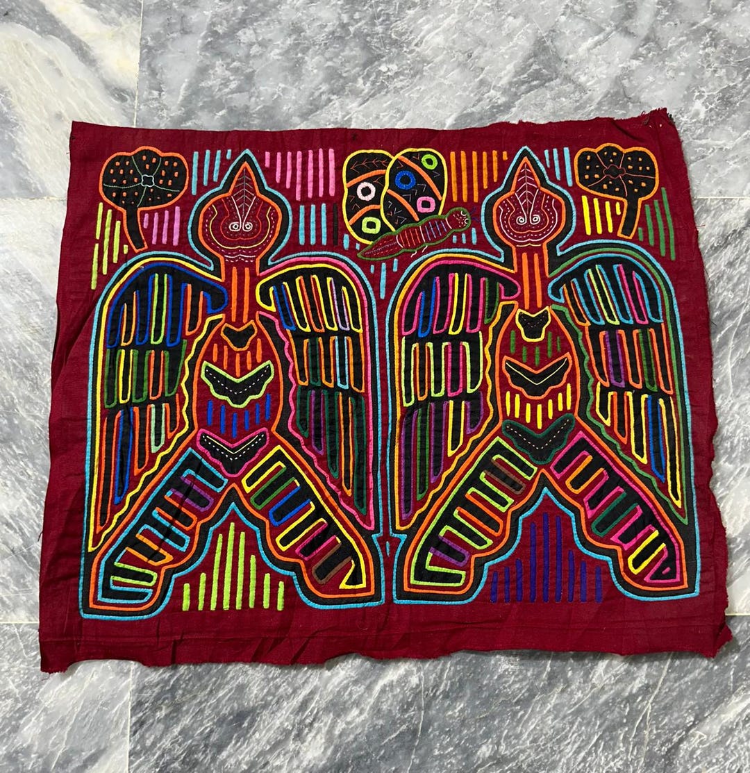 Vintage Kuna Mola Folk Art Hand Sewn Reverse Appliqué Wall Hanging ...