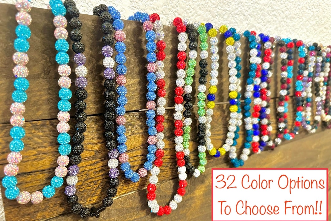 Custom Sports Baseball or Softball Rhinestone Bead Drip Necklace ...