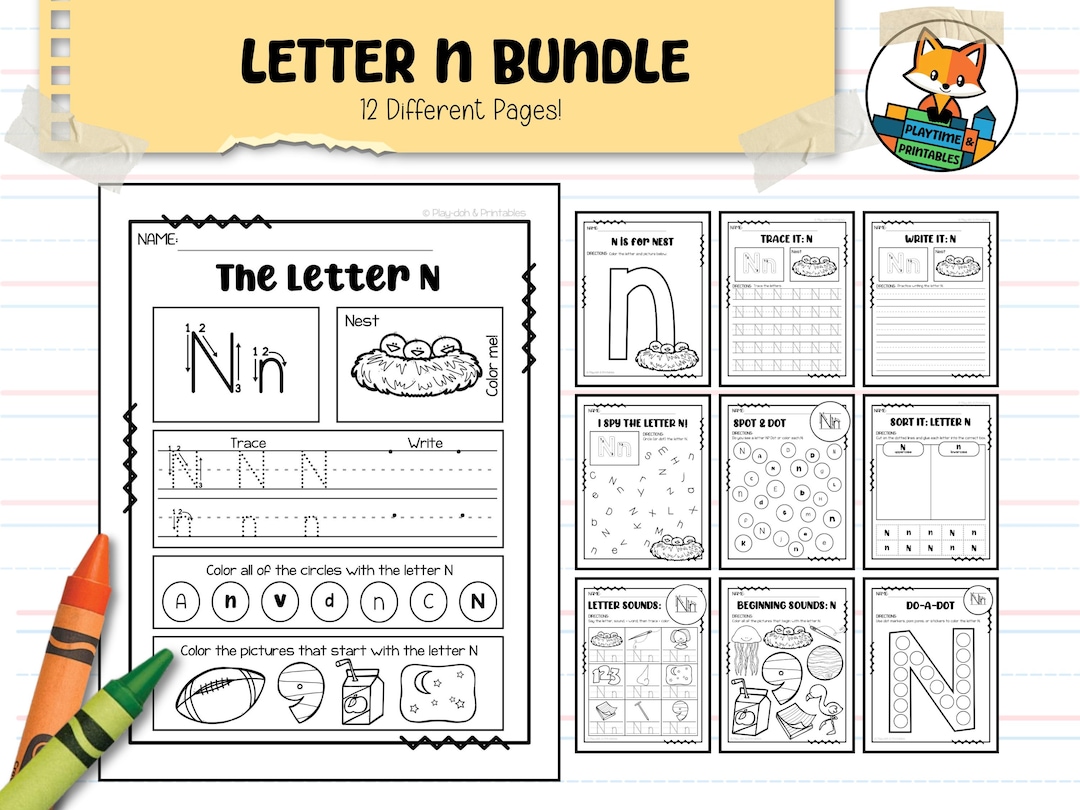 Letter N Alphabet Worksheet Bundle - 24 Pages - Preschool / Prek ...