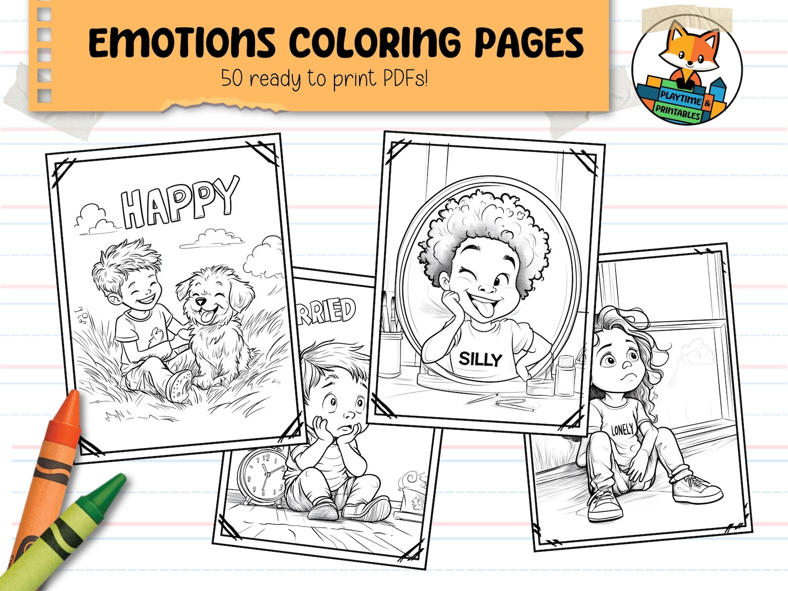 Emotions Coloring Pages for Kids - 50 Pages - Emotions - Mindfulness ...