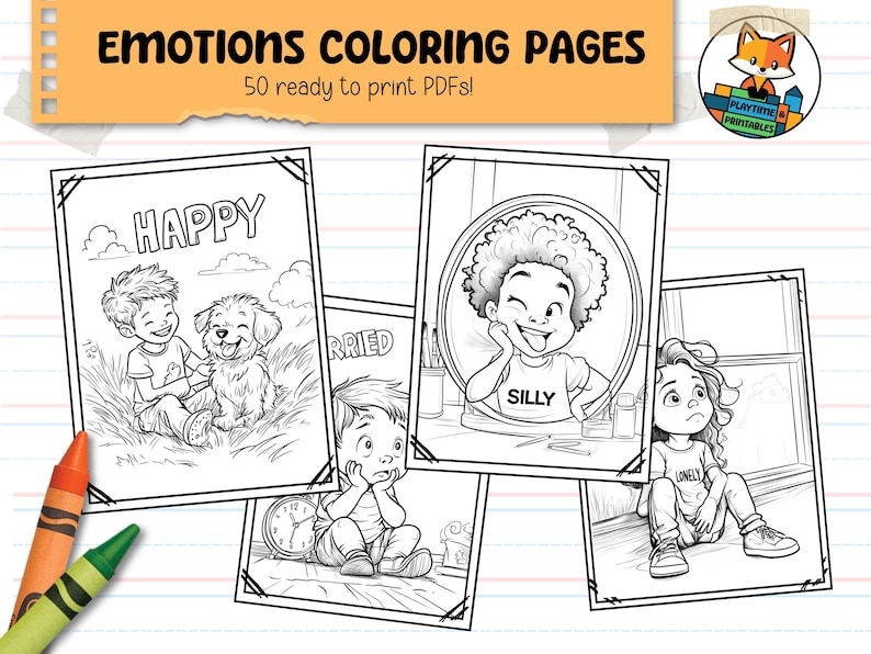 Emotions Coloring Pages for Kids - 50 Pages - Emotions - Mindfulness ...