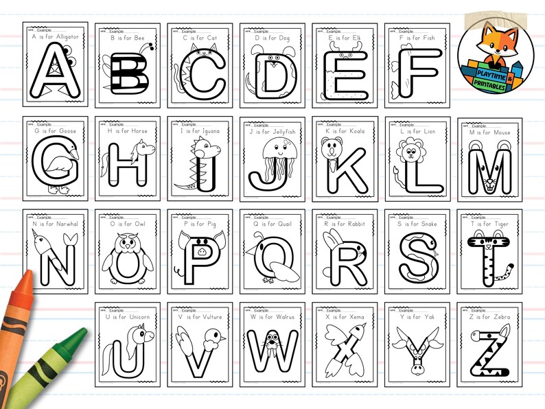 Animal Alphabet Crafts, A-Z (all 26 Letters) - Multiple Printing ...