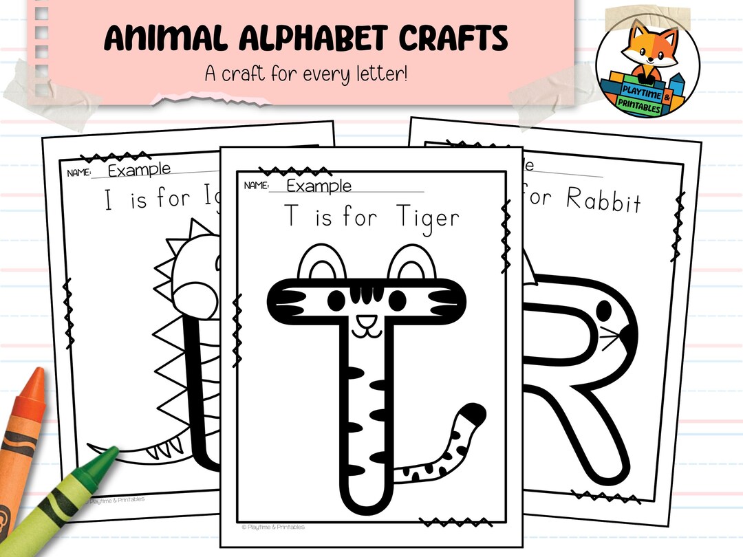 Animal Alphabet Crafts, A-Z (all 26 Letters) - Multiple Printing ...