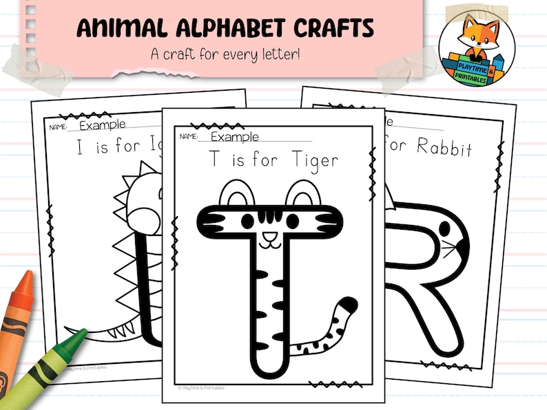 Animal Alphabet Crafts, A-Z (all 26 Letters) - Multiple Printing ...