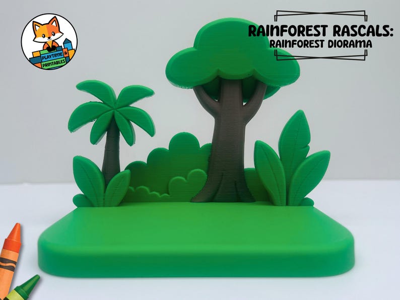 3D Printed Rainforest Diorama Set With Flexi Articulated Gorilla ...