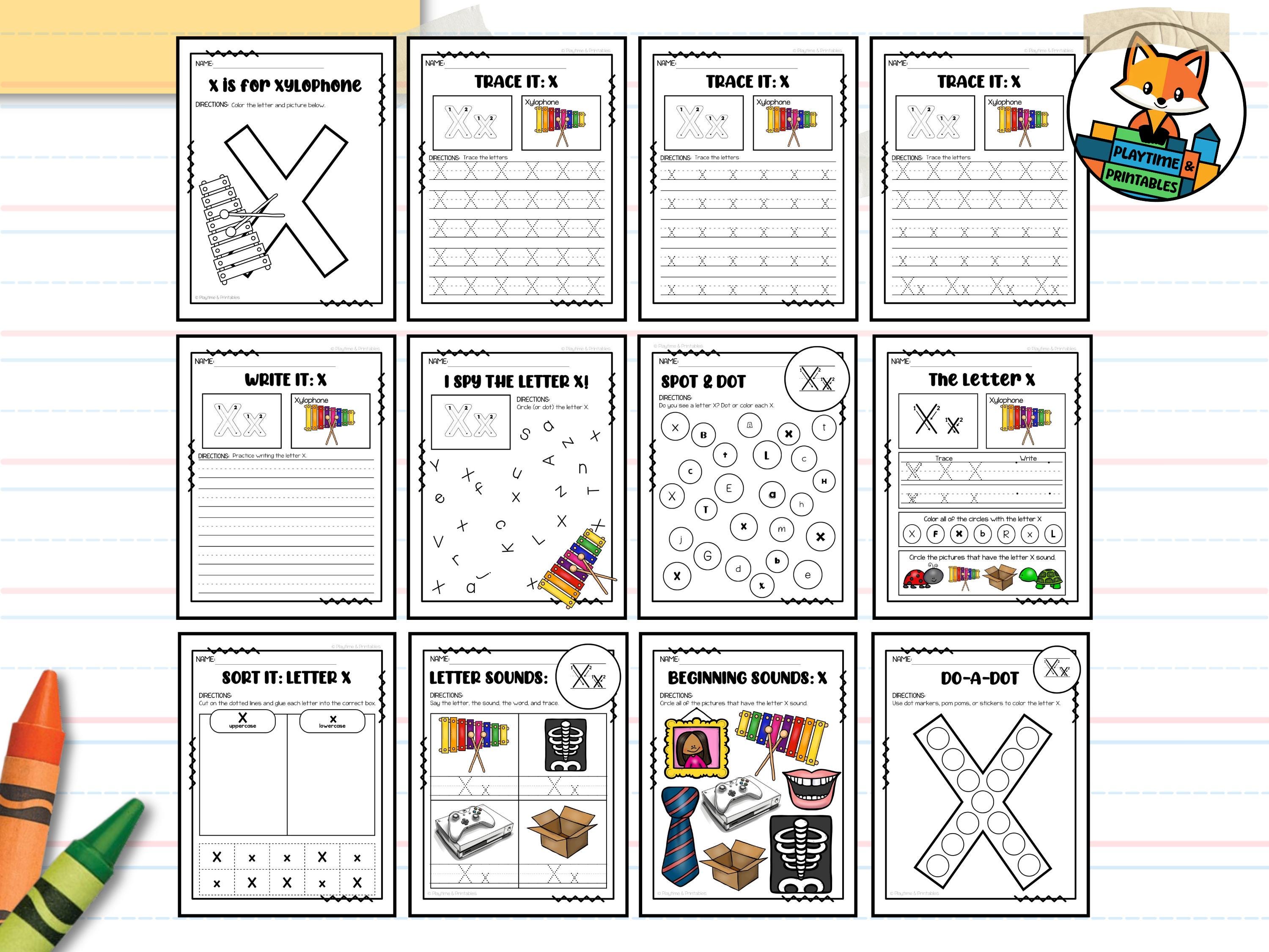 Hojas De Trabajo De La Letra X Para Preescolar Trazar El Alfabeto