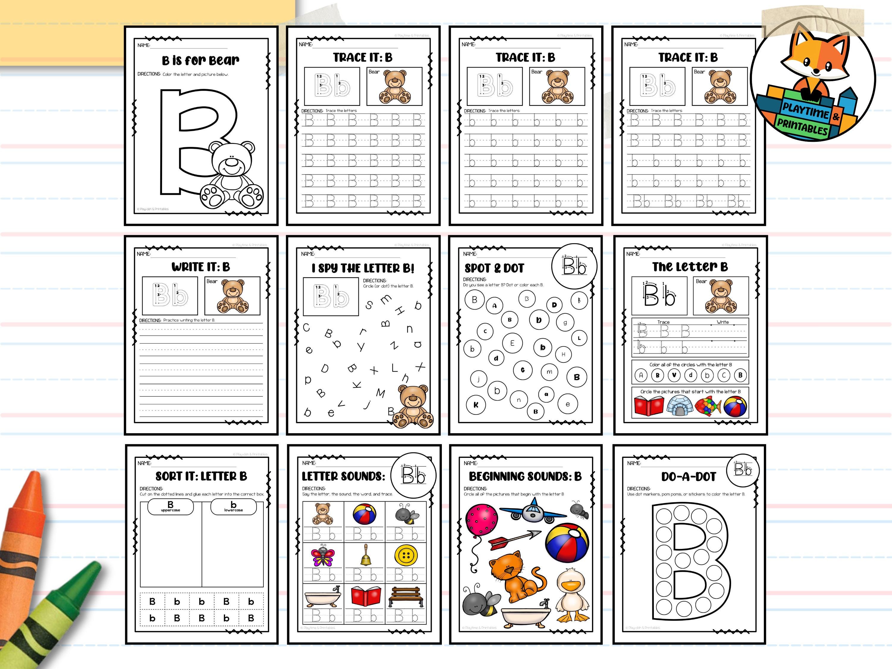 Letter B Alphabet Worksheet Bundle - 24 Pages - Preschool / Prek ...