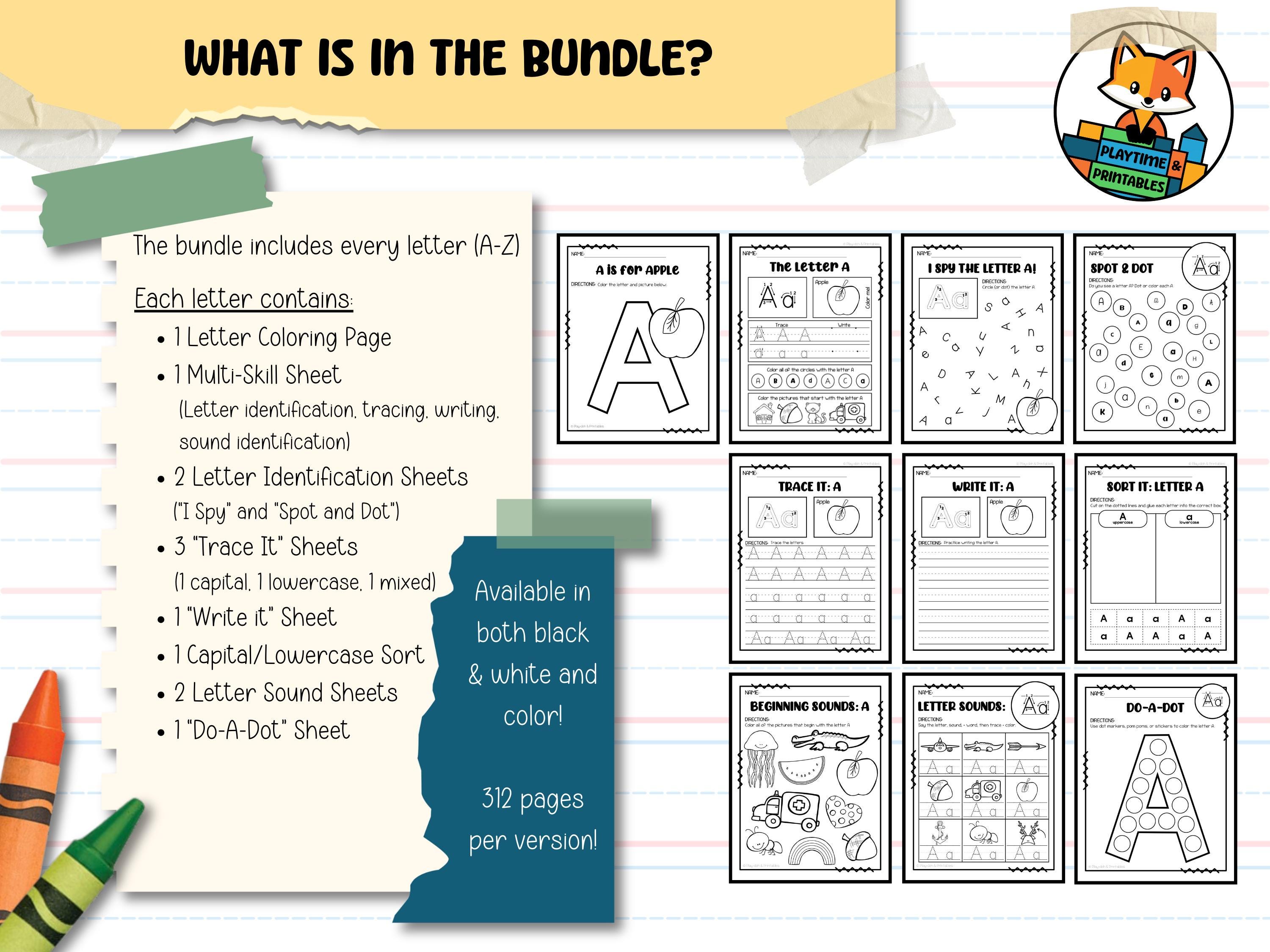 Jumbo A-Z Alphabet Worksheet Bundle - 312+ Pages - Preschool / Prek ...