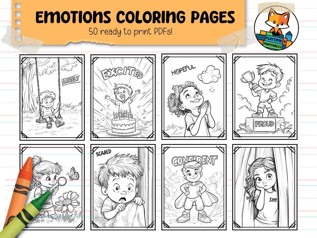Emotions Coloring Pages for Kids - 50 Pages - Emotions - Mindfulness ...