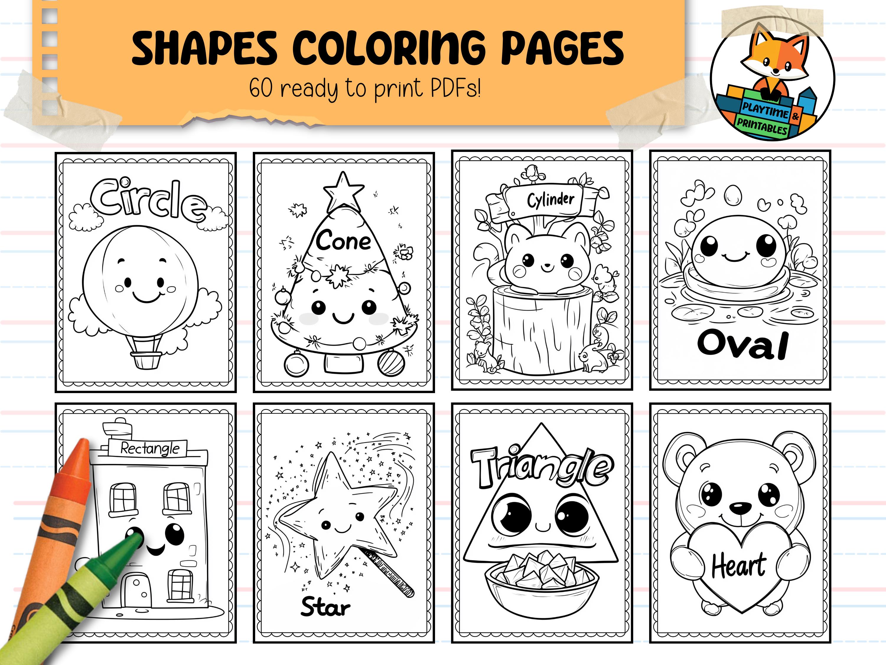 Shapes Coloring Pages for Kids - 60 Pages - Shapes - Geometry - Math ...